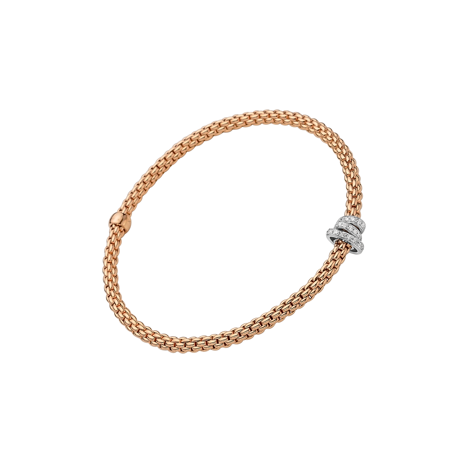 FOPE Prima 18K Rose Gold Diamond Pave Flexit Bracelet