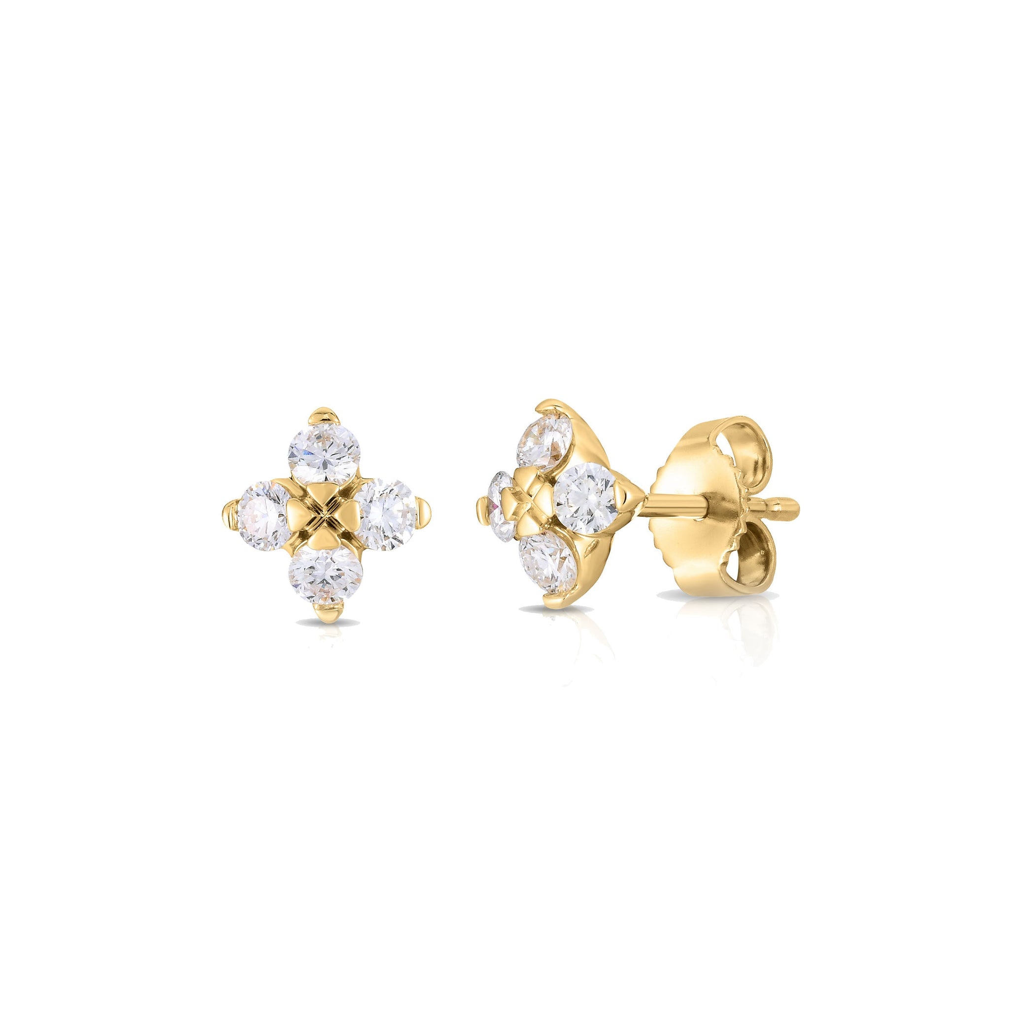 Roberto Coin 18K Yellow Gold Love In Verona Small Diamond Flower Stud