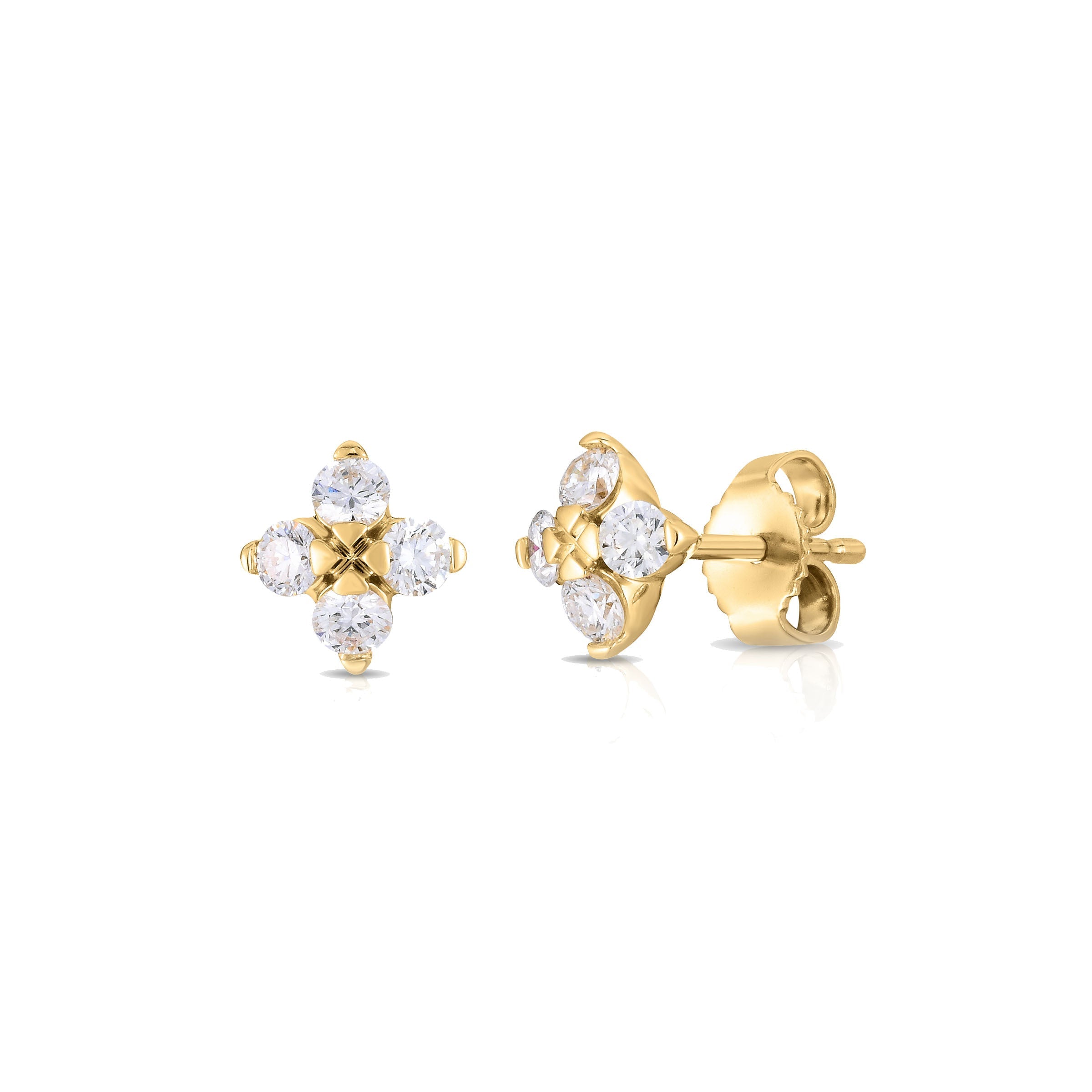 Roberto Coin 18K Yellow Gold Love In Verona Small Diamond Flower Stud