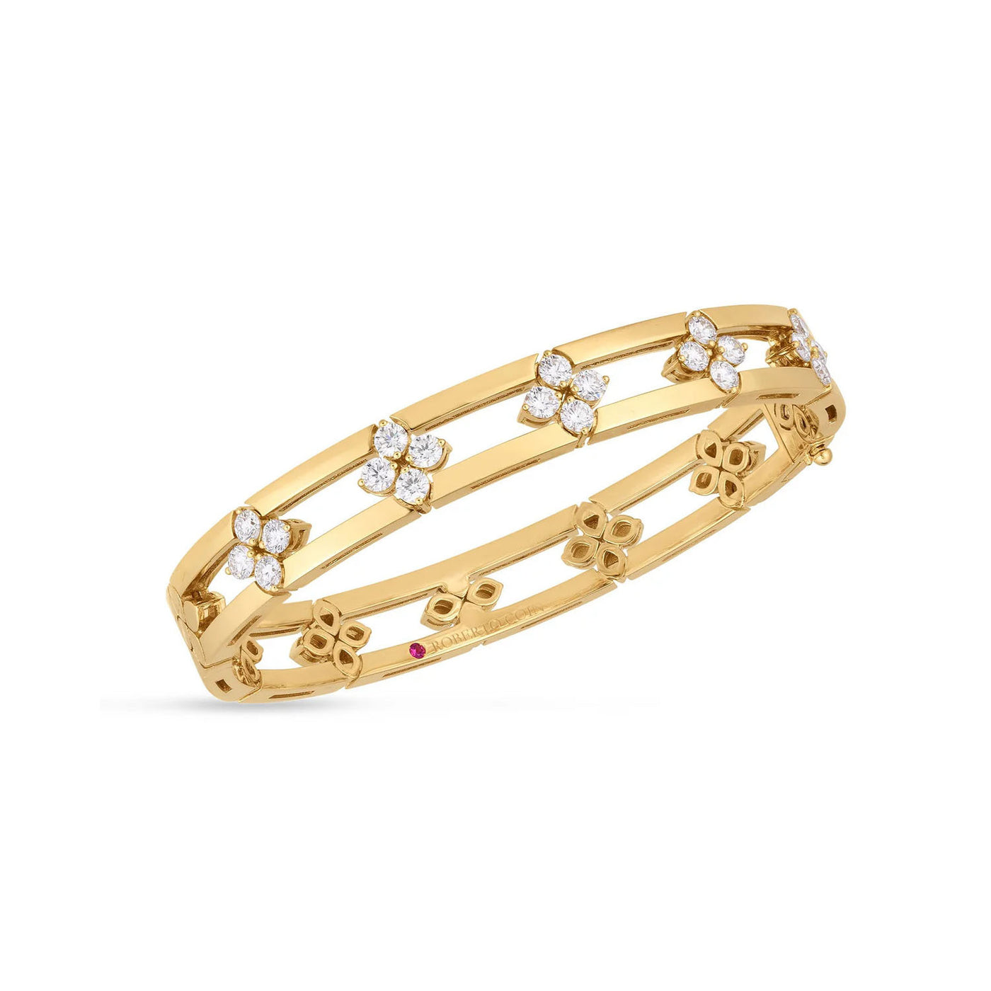 Roberto Coin 18K Yellow Gold Love in Verona Diamond Open Frame Bangle